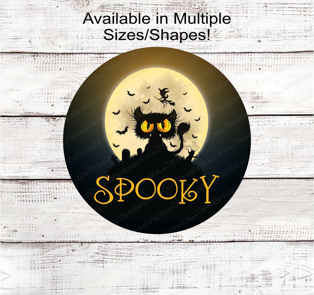 Spooky Black Cat Halloween Wreath Sign - Etsy