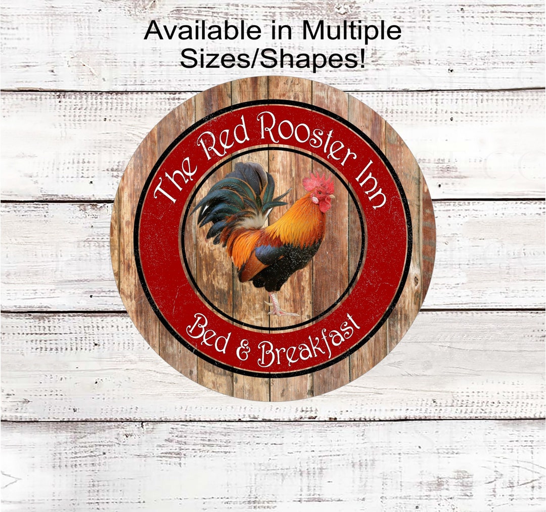 Red Rooster Inn Bed and Breakfast Sign Rustic Farmhouse Wreath Sign ...