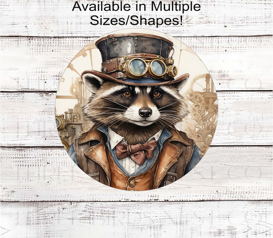 Steampunk Raccoon Raccoon Sign Steampunk Decor Steampunk Wreath Sign - Etsy