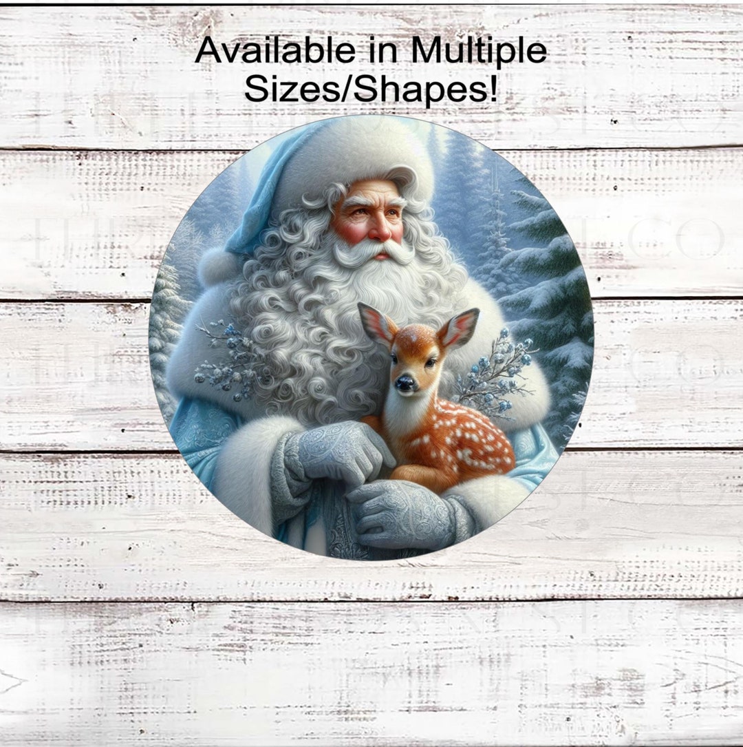 Christmas Wreath Signs, Santa Claus, Father Frost, Whitetail Deer ...