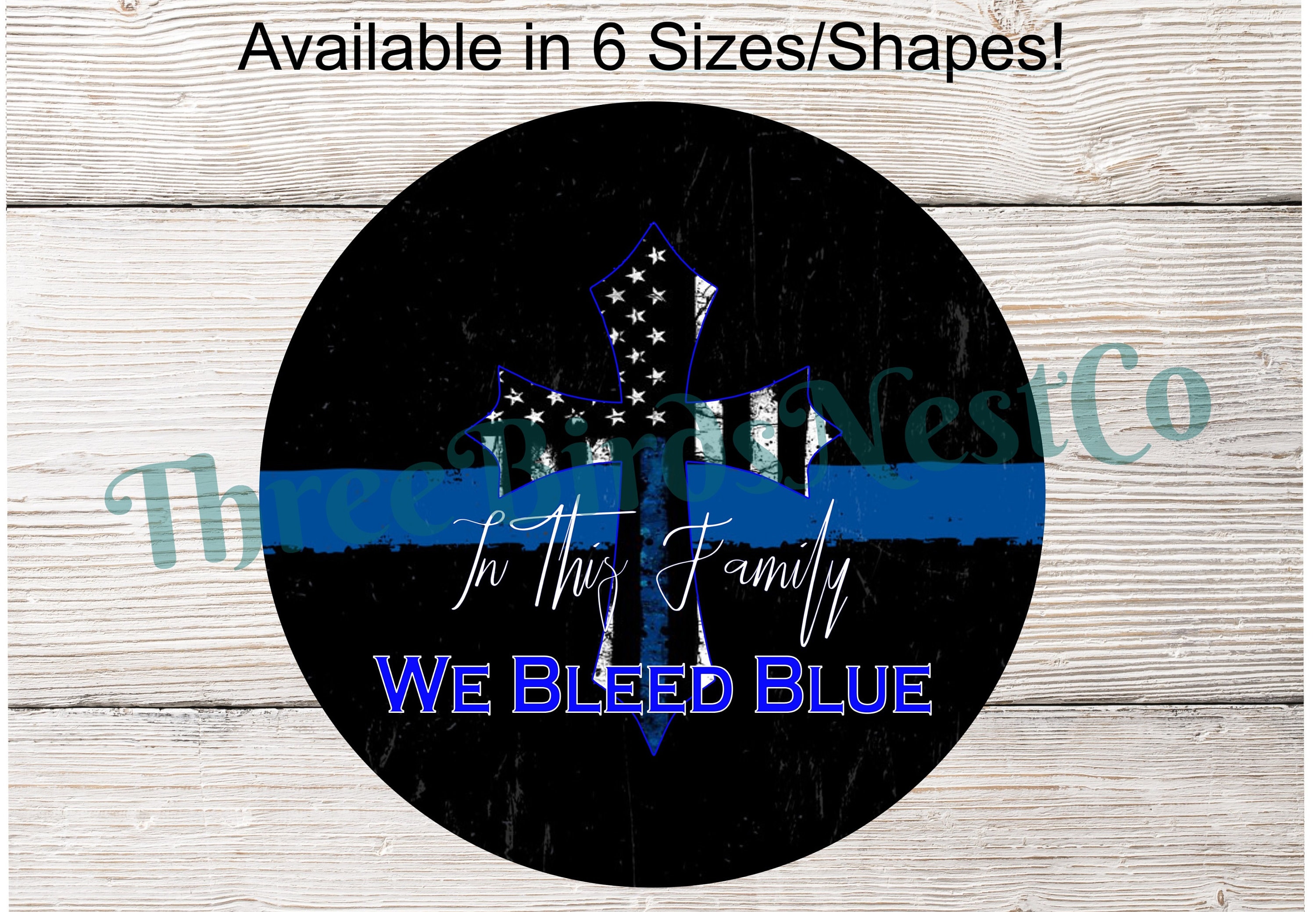 Police Officer Wreath Sign, Back the Blue, Thin Blue Line Cross- PH543 ...