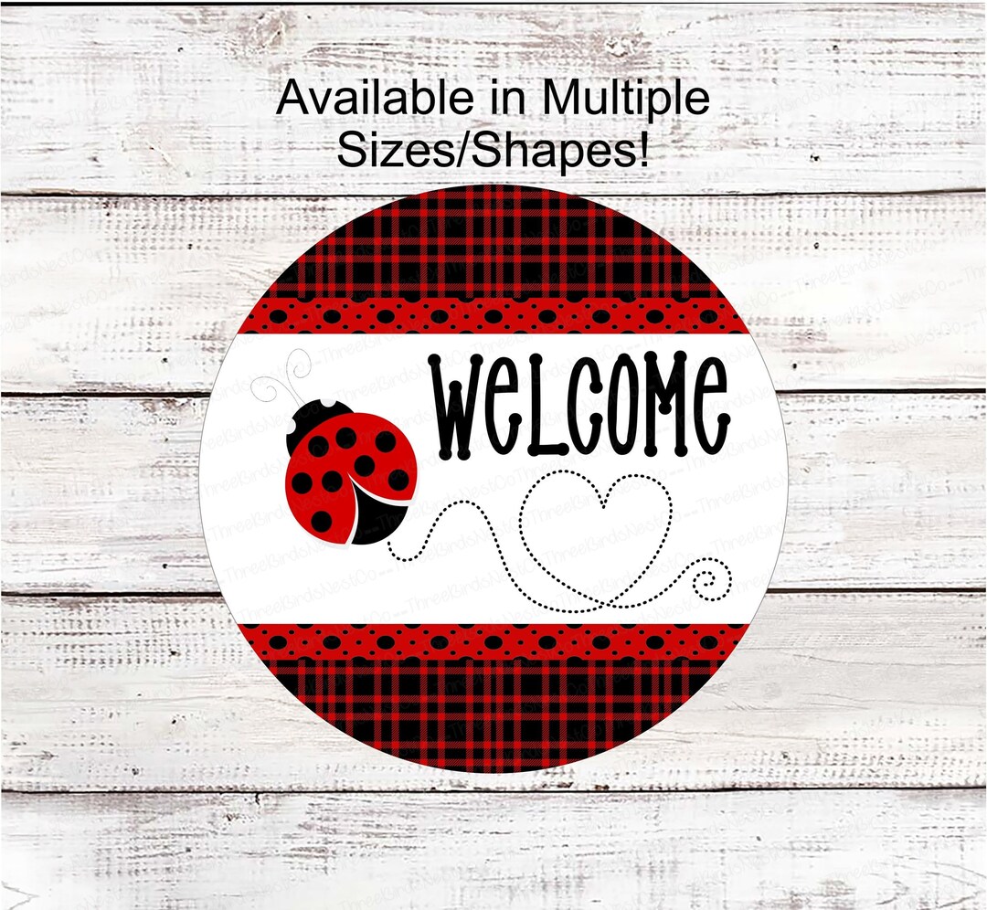 Ladybug Sign Ladybug Welcome Sign Metal Wreath Signs Ladybug Wreath ...