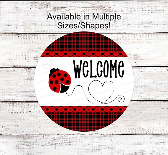 Ladybug Sign Ladybug Welcome Sign Metal Wreath Signs | Etsy