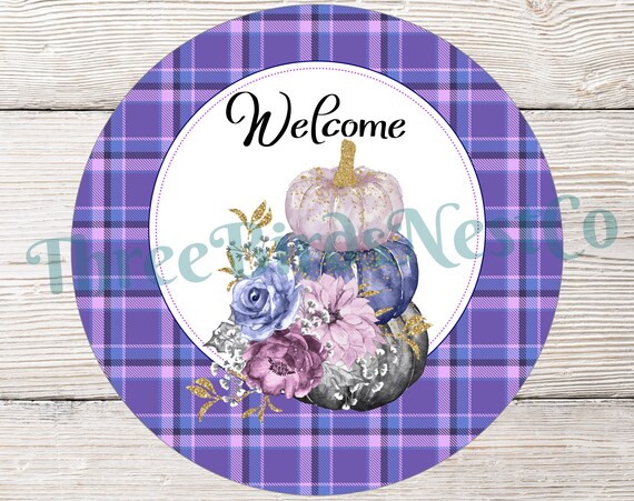 Fall Welcome Sign Welcome Fall Sign Purple Pumpkin | Etsy