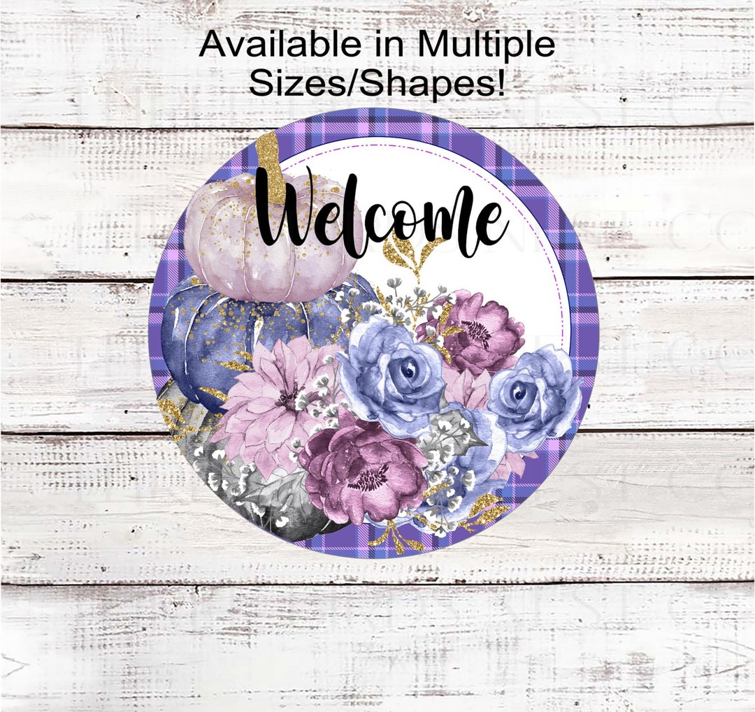 Fall Welcome Sign Welcome Fall Sign Purple Pumpkin Pastel Pumpkins Fall ...
