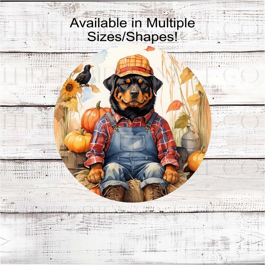 Rottweiler Sign - Fall Scarecrow - Dog Wreath Sign - Rottie Lover - Etsy
