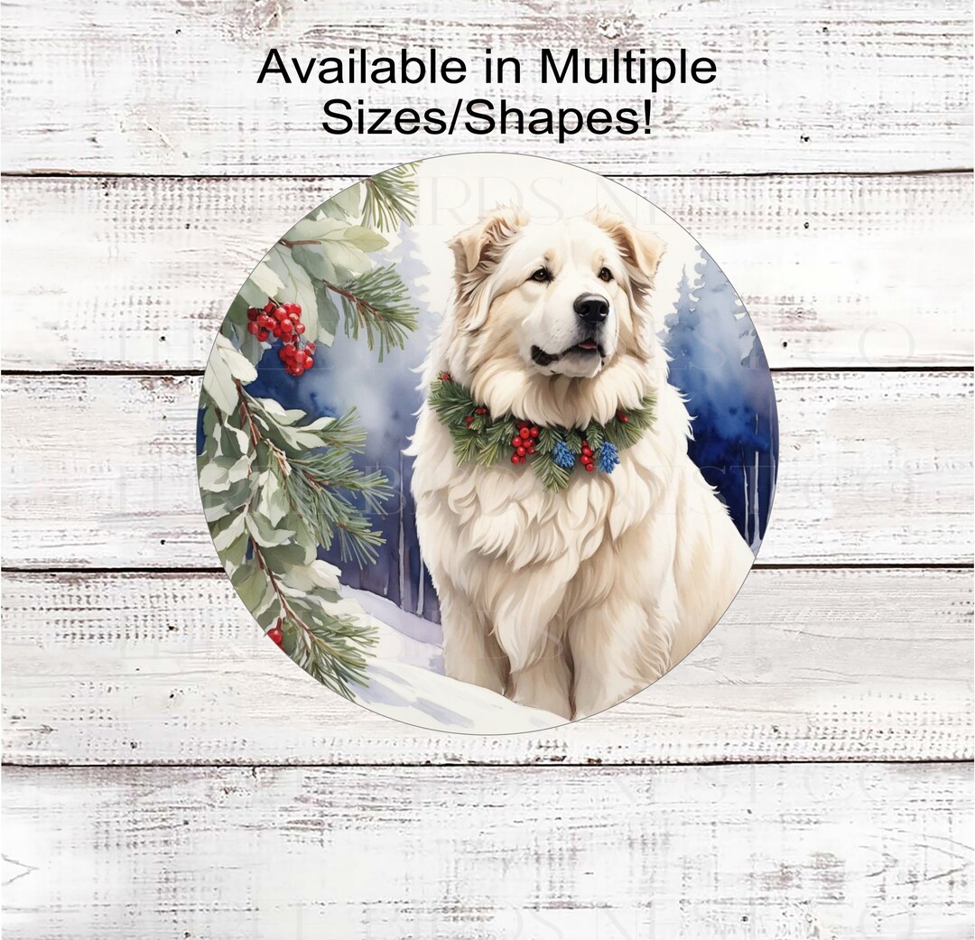 Winter Dog Wreath Sign Great Pyrenees Dog Wreath Signs Winter ...