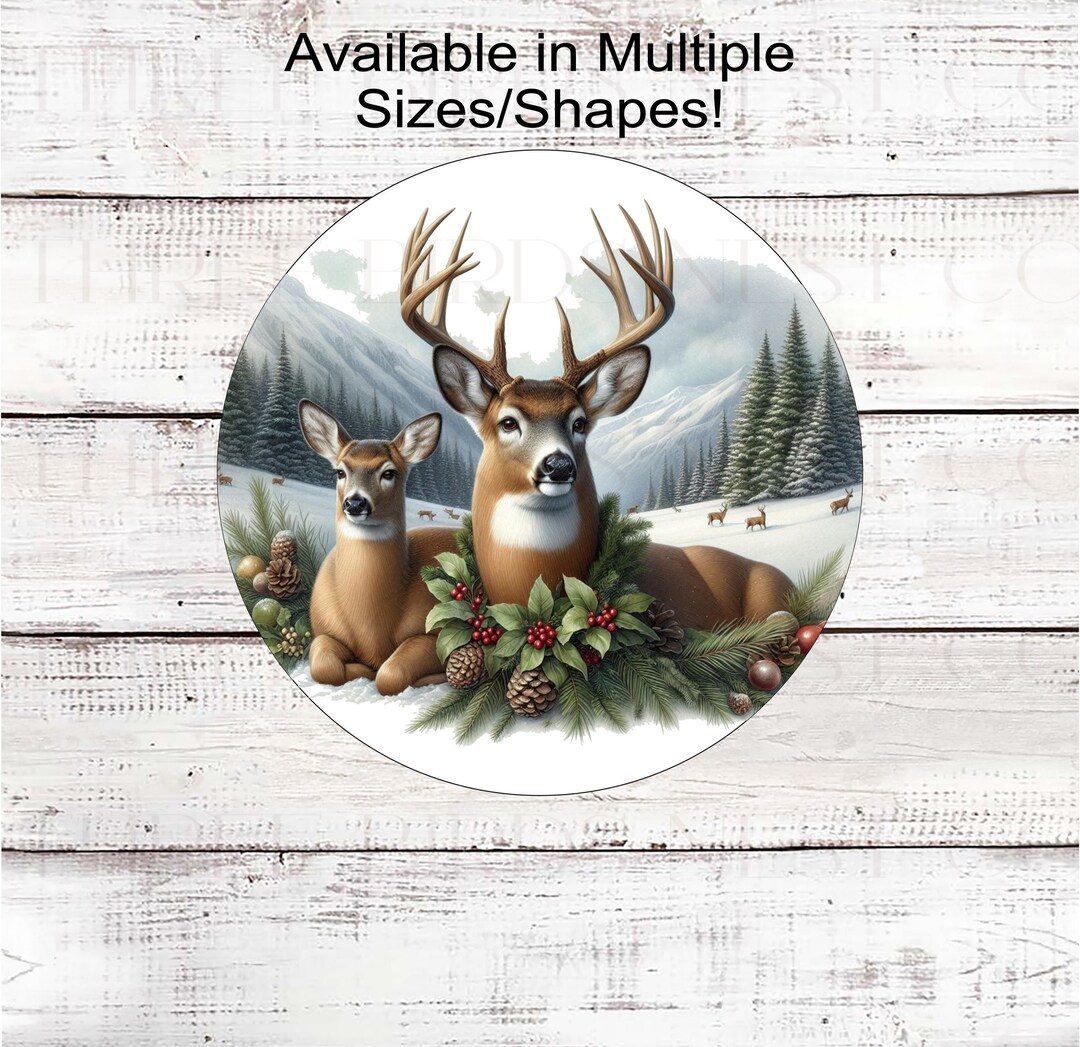 Whitetail Deer Winter Wreath Sign - Rustic Farmhouse Christmas - Cabin ...