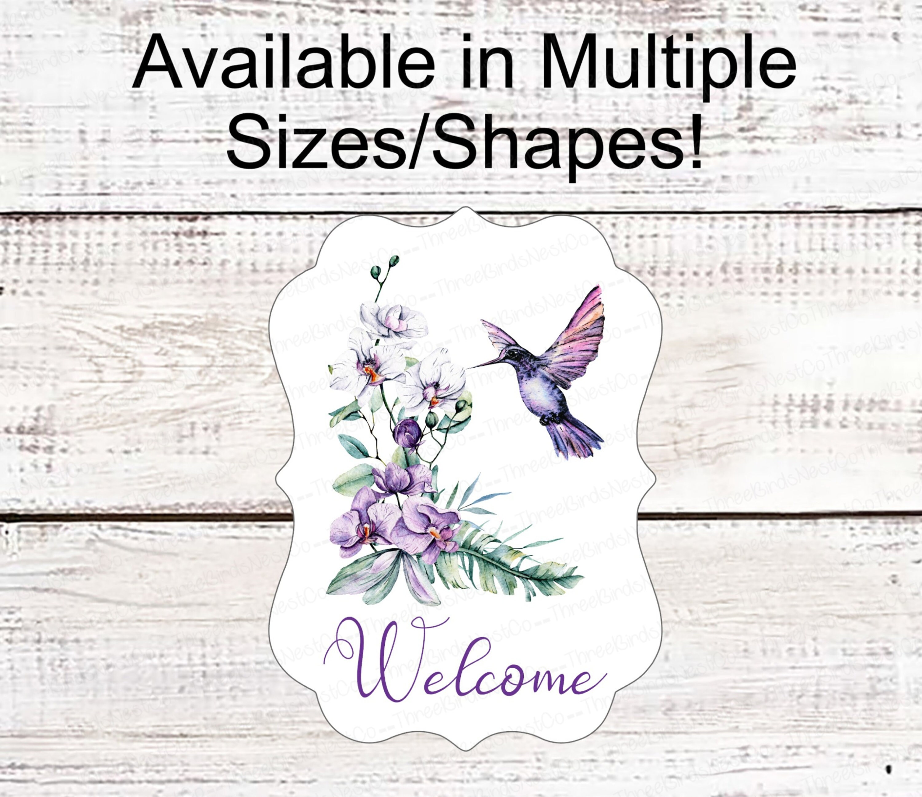 Hummingbird and Iris Welcome Wreath Sign - Etsy