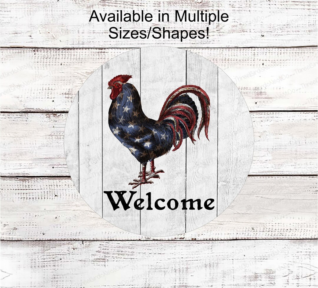 Patriotic Primitive Rooster Sign Primitive Wreath Signs Patriotic ...