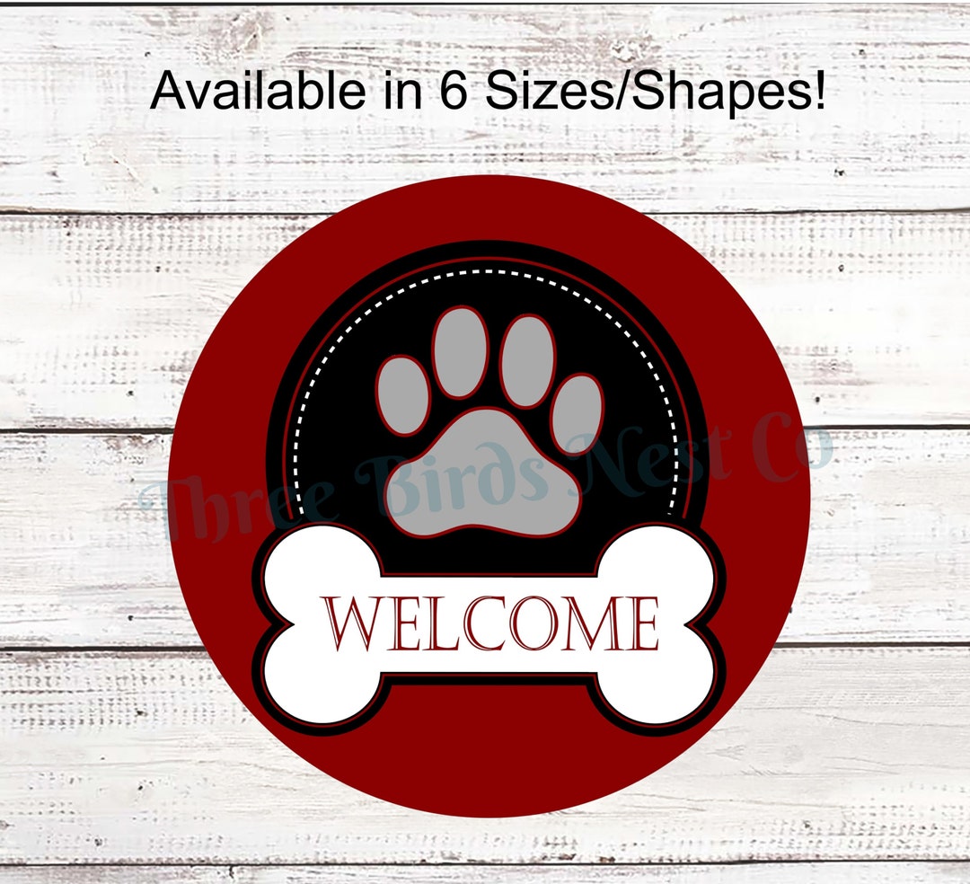 Paw Print Sign - Dog Wreath Sign - Dog Bone Sign - Welcome Wreath Sign ...