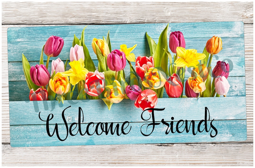 Welcome Wreath Sign - Tulip Sign - Tulips Wreath - Tulip Wreath ...