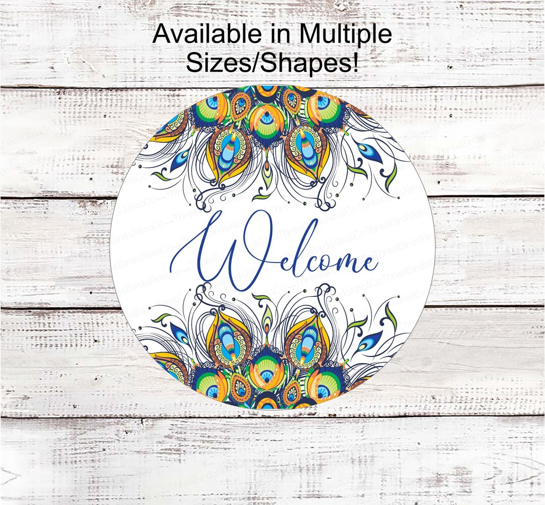 Welcome Wreath Sign, Peacock Lover, Feathers Decor- EV1119 - Etsy