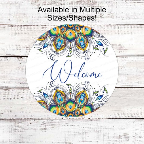 Welcome Peacock Sign Peacock Sign Door Decor Everyday Sign - Etsy