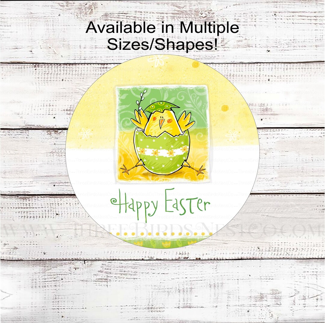 Happy Easter Chick in Egg Wreath Sign - Etsy