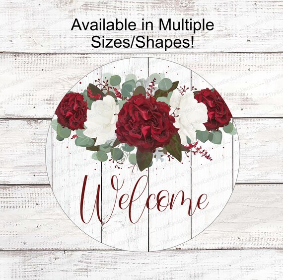 Welcome Wreath Sign Roses Sign Welcome to Our Home Sign - Etsy