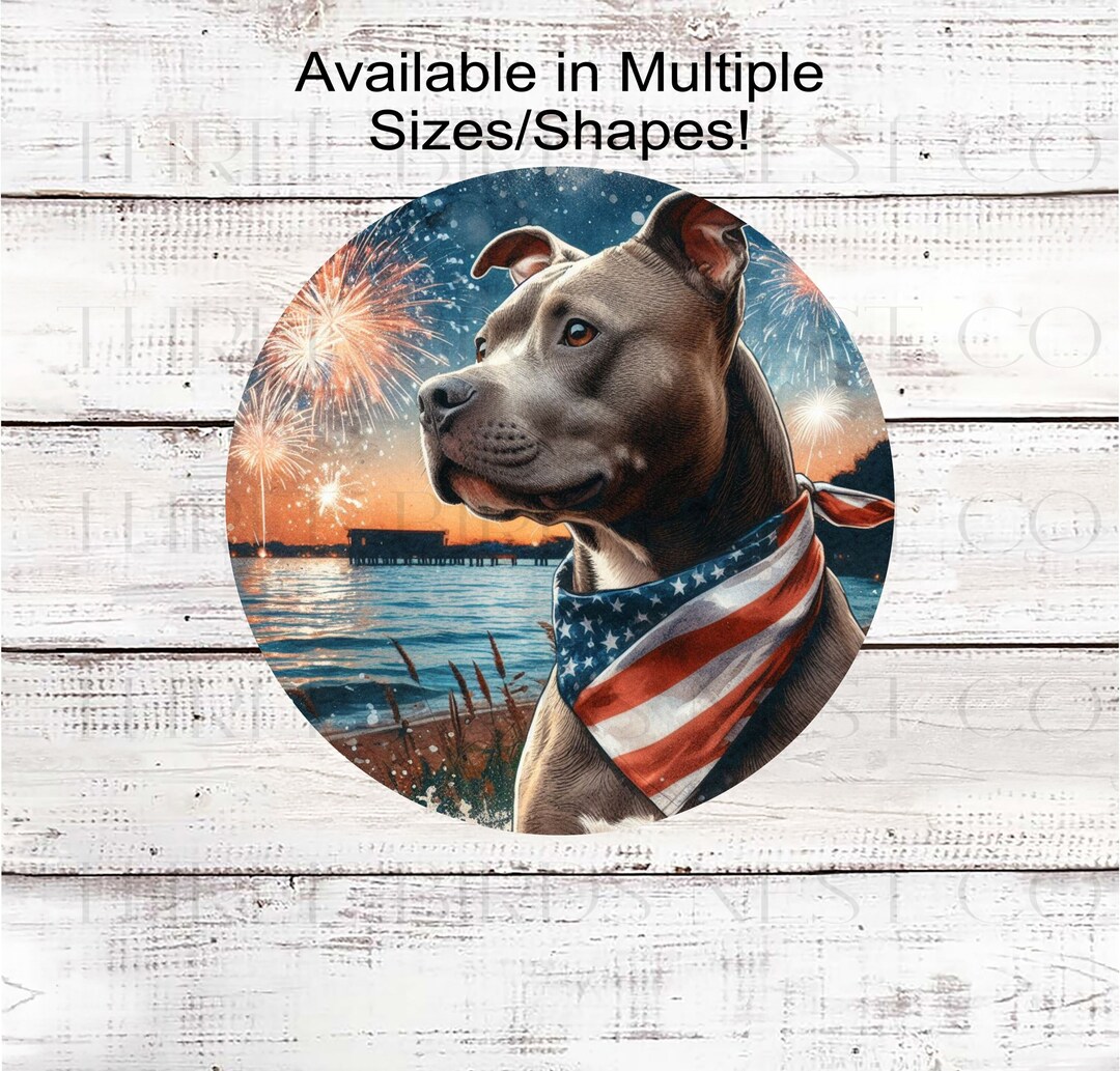Patriotic Pit Bull Sign: American Flag Bandanna, 4th of July Decor - Etsy