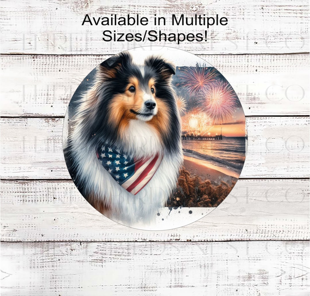 Dog Wreath Signs, Shetland Sheepdog, Sheltie Lover,, American Flag ...