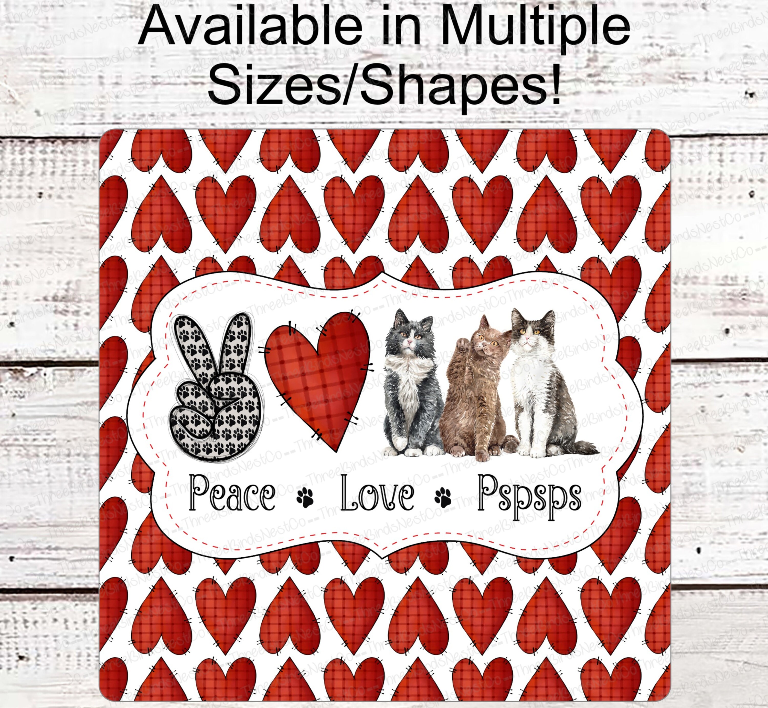 Peace Love Cats Cat Welcome Sign Cat Sign Paw Prints | Etsy