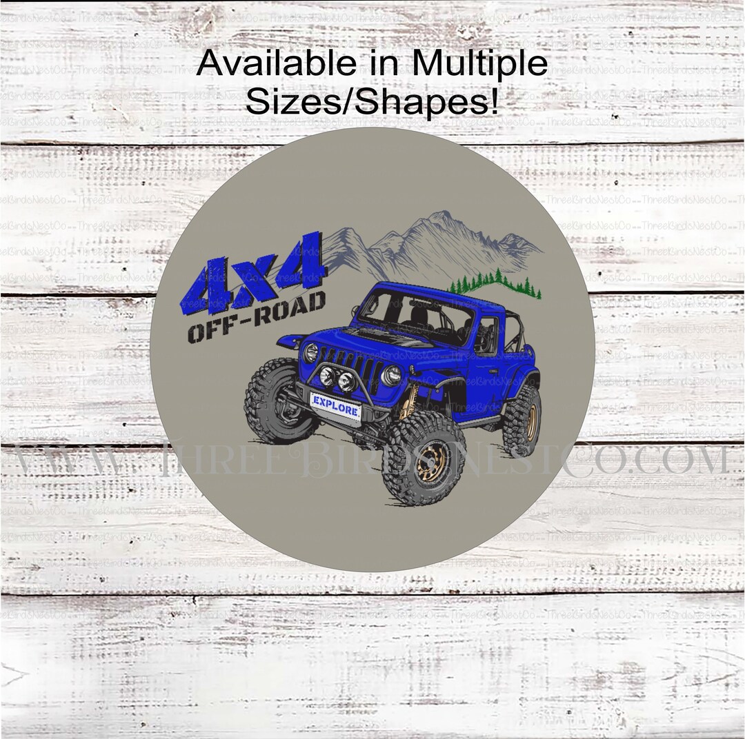 Off Road Blue Jeep Truck Sign 4x4 Truck Masculine Wreath off Road ...