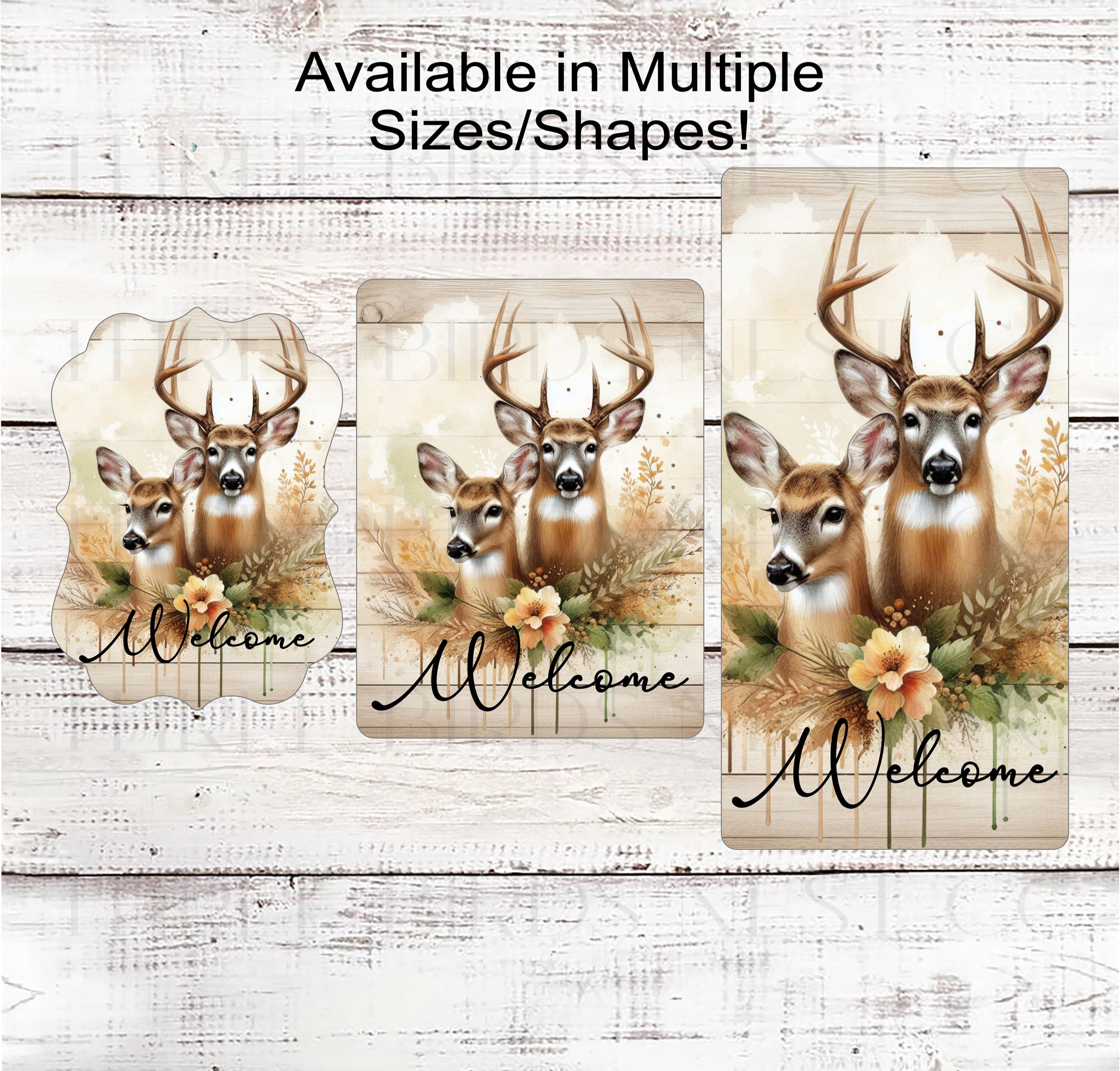 Welcome Wreath Sign, Whitetail Deer, Rustic Farmhouse, Cabin Decor ...