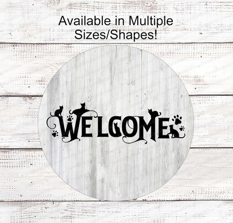 Cat Welcome Sign Cat Sign Paw Prints Sign Welcome Wreath - Etsy