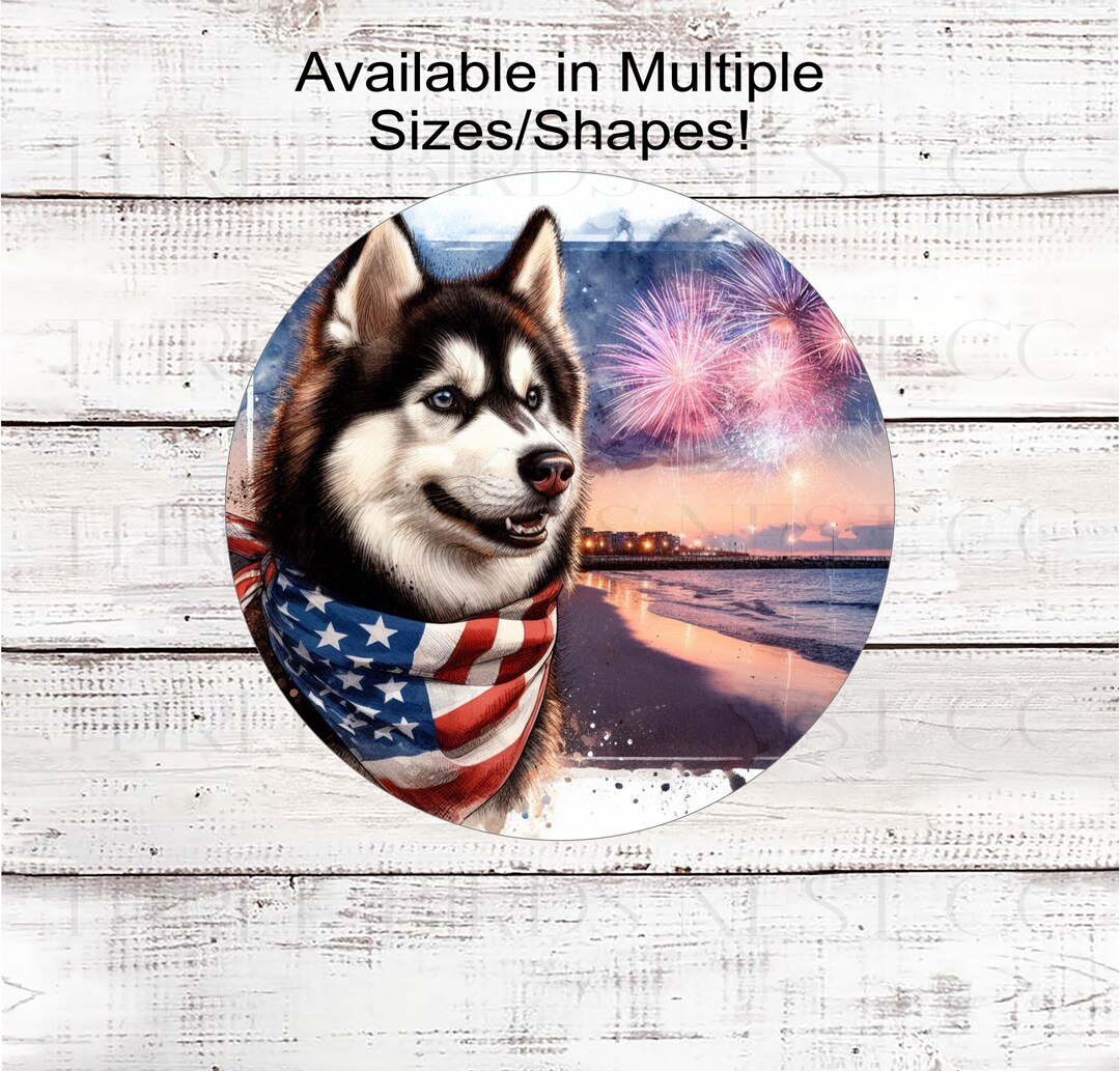 Patriotic Dog Wreath Signs - Siberian Husky Dog - American Flag ...