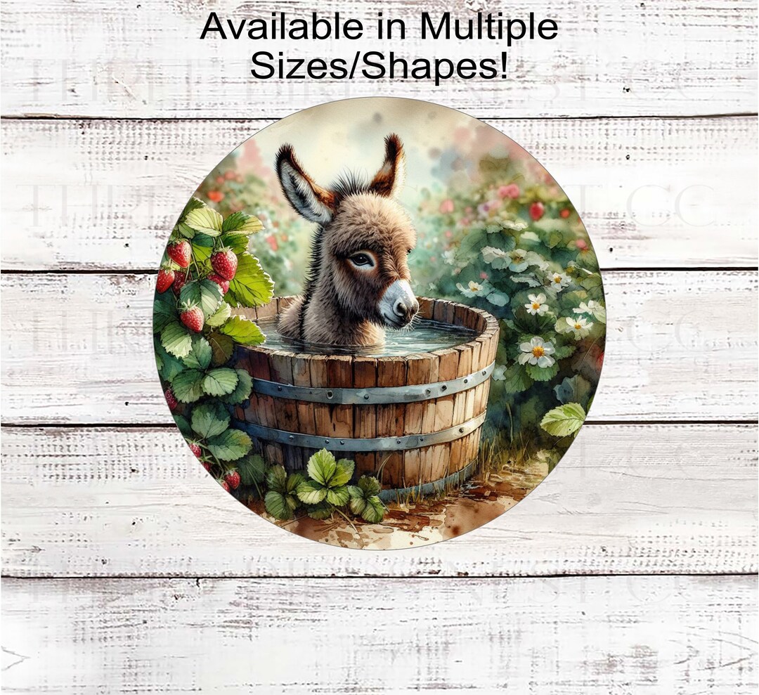 Donkey Wreath Sign, Farm Fresh Strawberries, Rustic Farmhouse- FH1113 ...