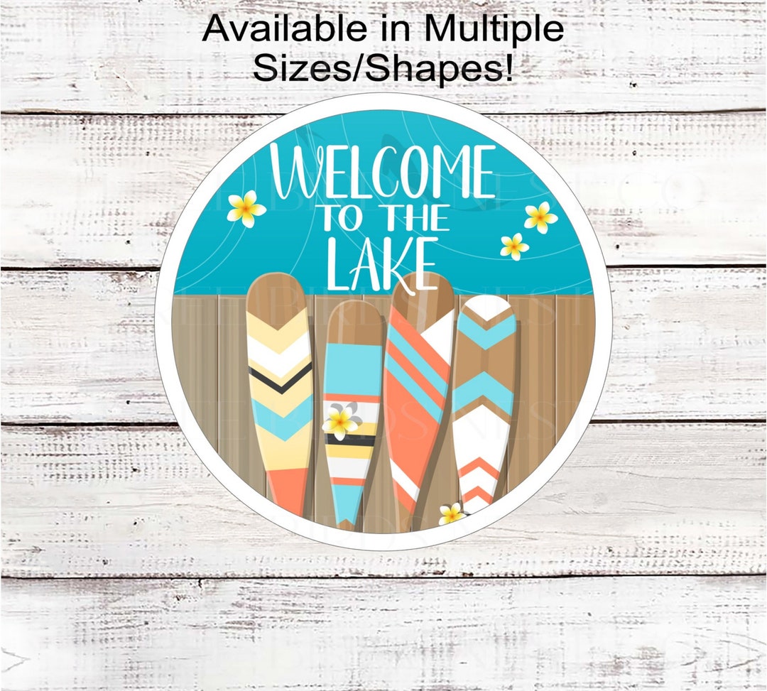Welcome to the Lake Wreath Sign - Oars Decor - Dock Decor - Life is ...