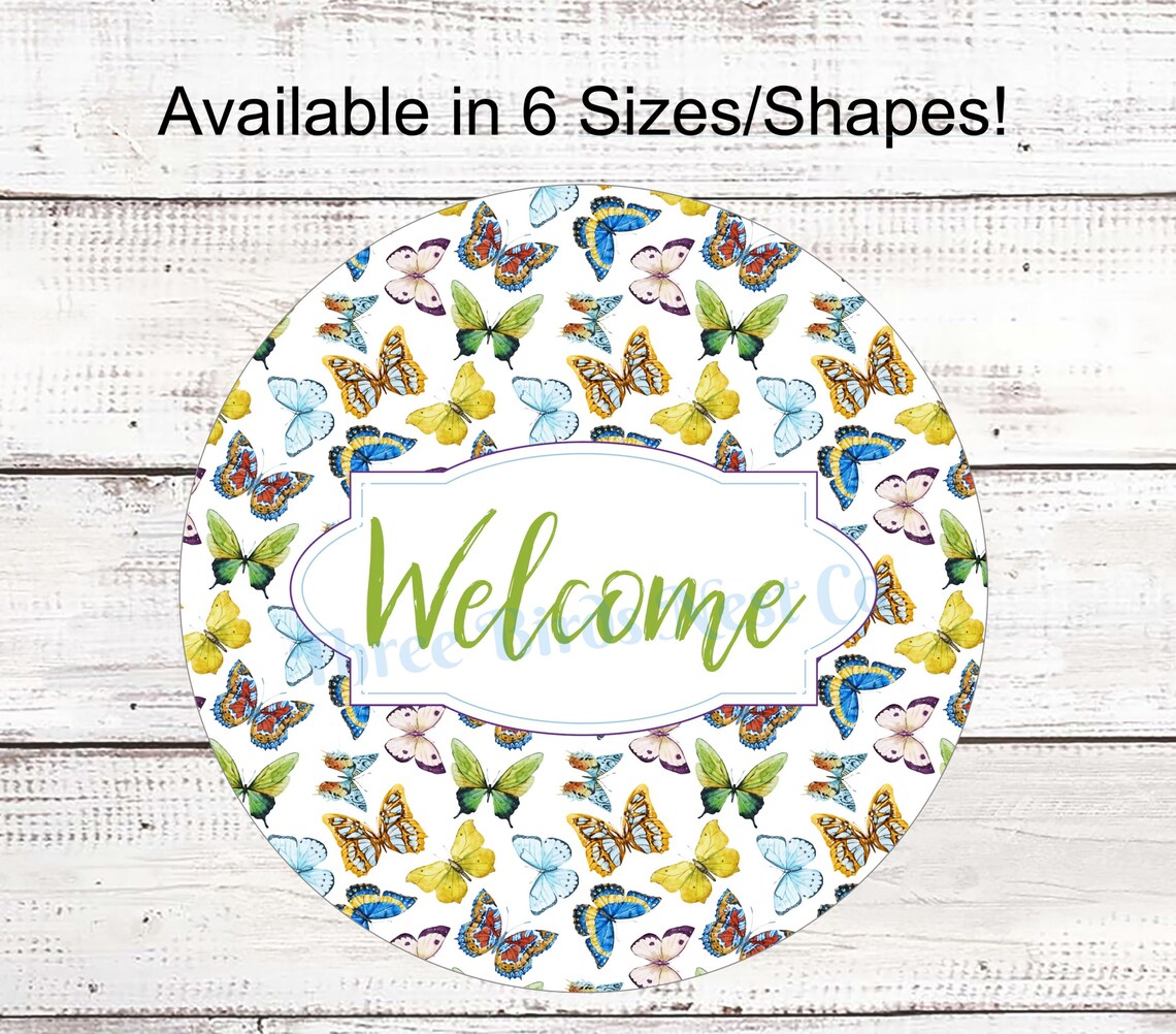Welcome Wreath Sign Butterfly Sign Butterfly Welcome Sign - Etsy