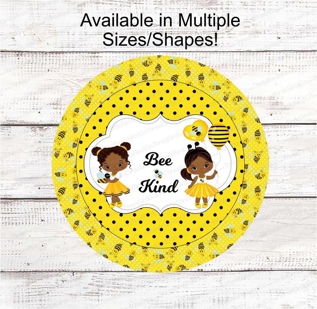 African American Girl - Bee Kind Sign - Bee Wreath Sign -bee Sign ...