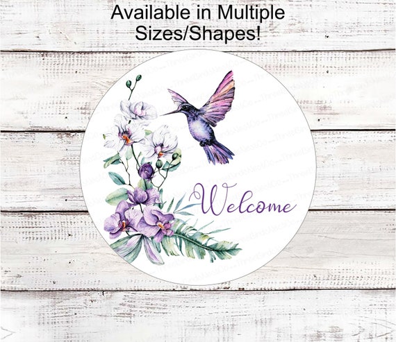 Hummingbird and Iris Welcome Wreath Sign - Etsy