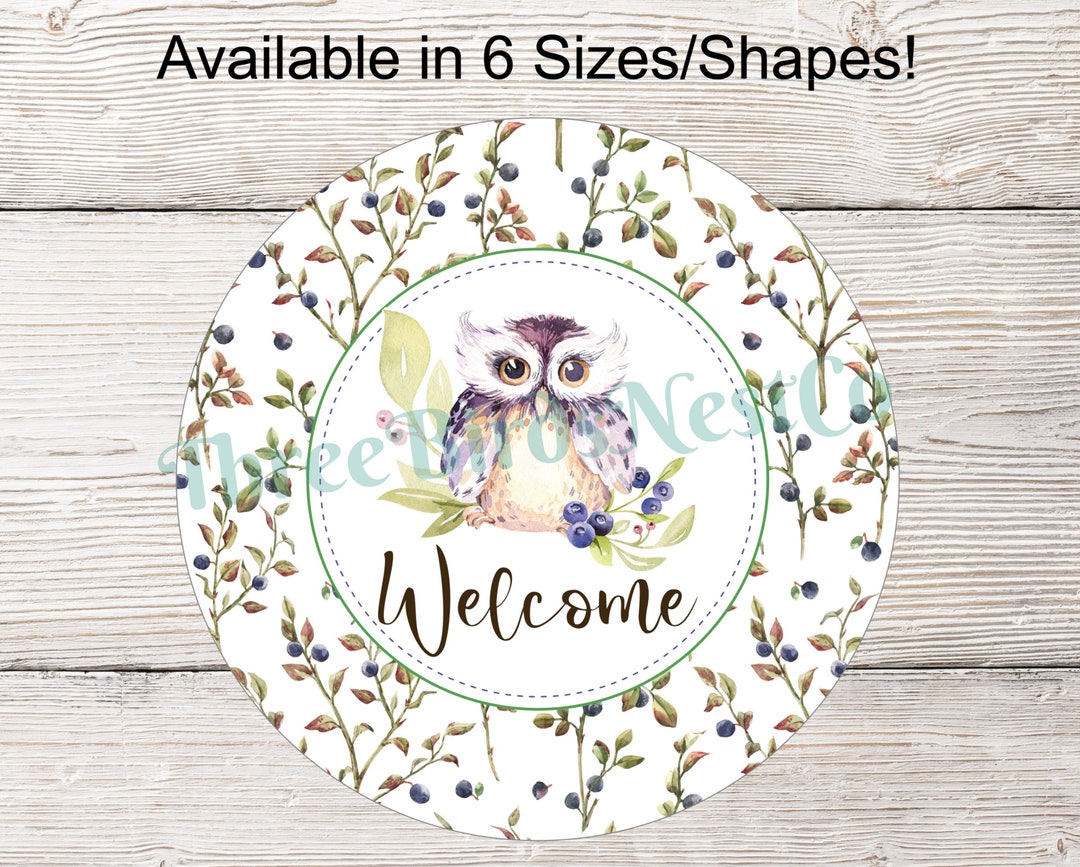 Welcome Wreath Sign - Owl Sign - Owl Welcome - Owl Wreath Accent Sign ...