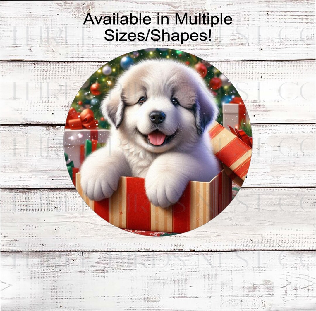 Pyrenees Christmas Dog Wreath Sign, USA Made Metal - Etsy