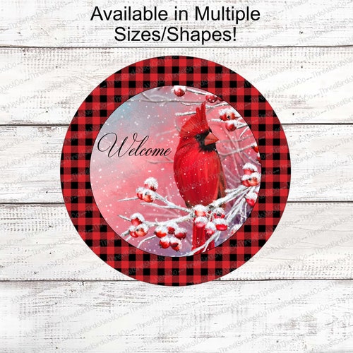 Red Cardinal 8 Inch Metal Wreath Sign Red Cardinal Christmas - Etsy