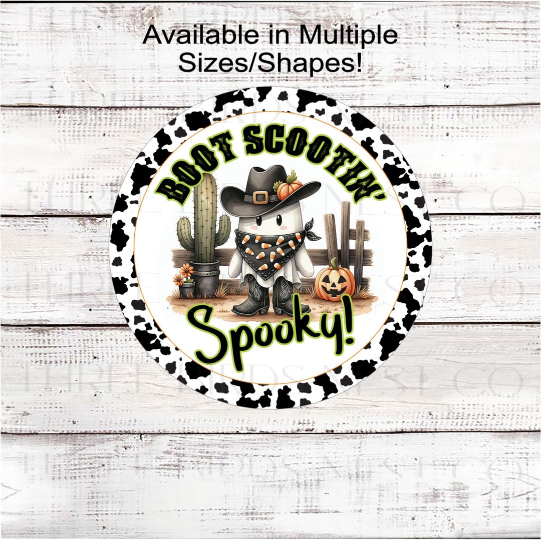 Cowboy Ghost Halloween Wreath Sign: Boot Scootin' Spooky Western Decor ...