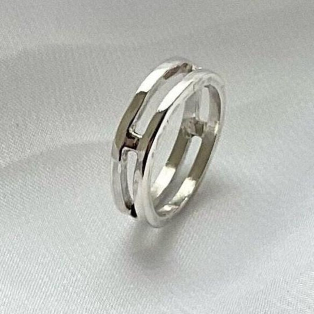 Double Ring Sterling Silver, Double Band Ring, Chunky Ring, Men's Ring ...