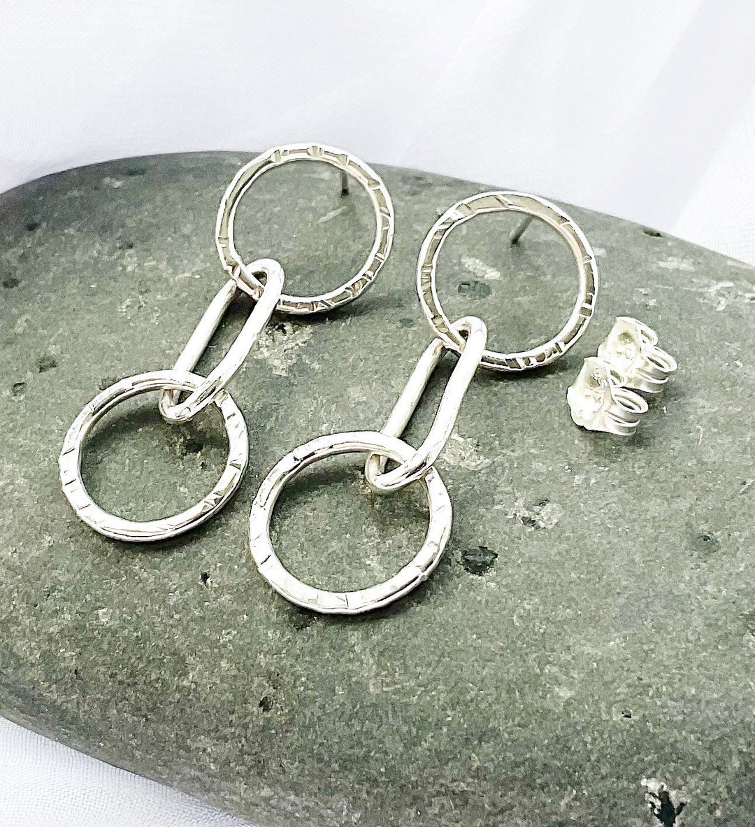Sterling Silver Chain Link Earrings Paper Clip Earrings Open - Etsy