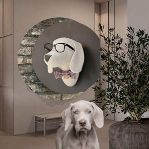 3d Dog Head, Wall Decor, Home Decor, Animal Heads, Gray Dog Figure ...