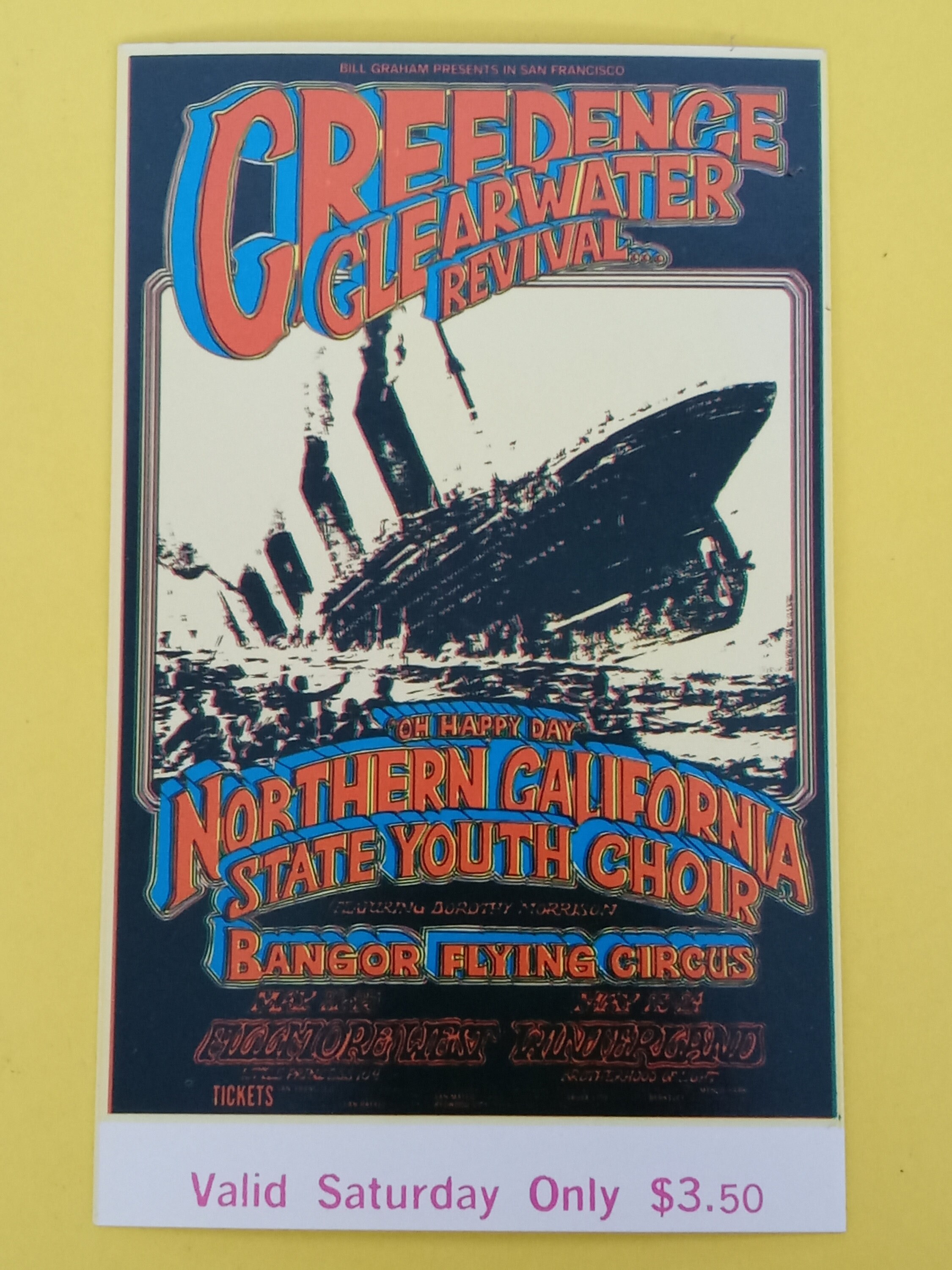 Ticket Creedence Clearwater Revival BG174 Bill Graham Fillmore Saturday ...