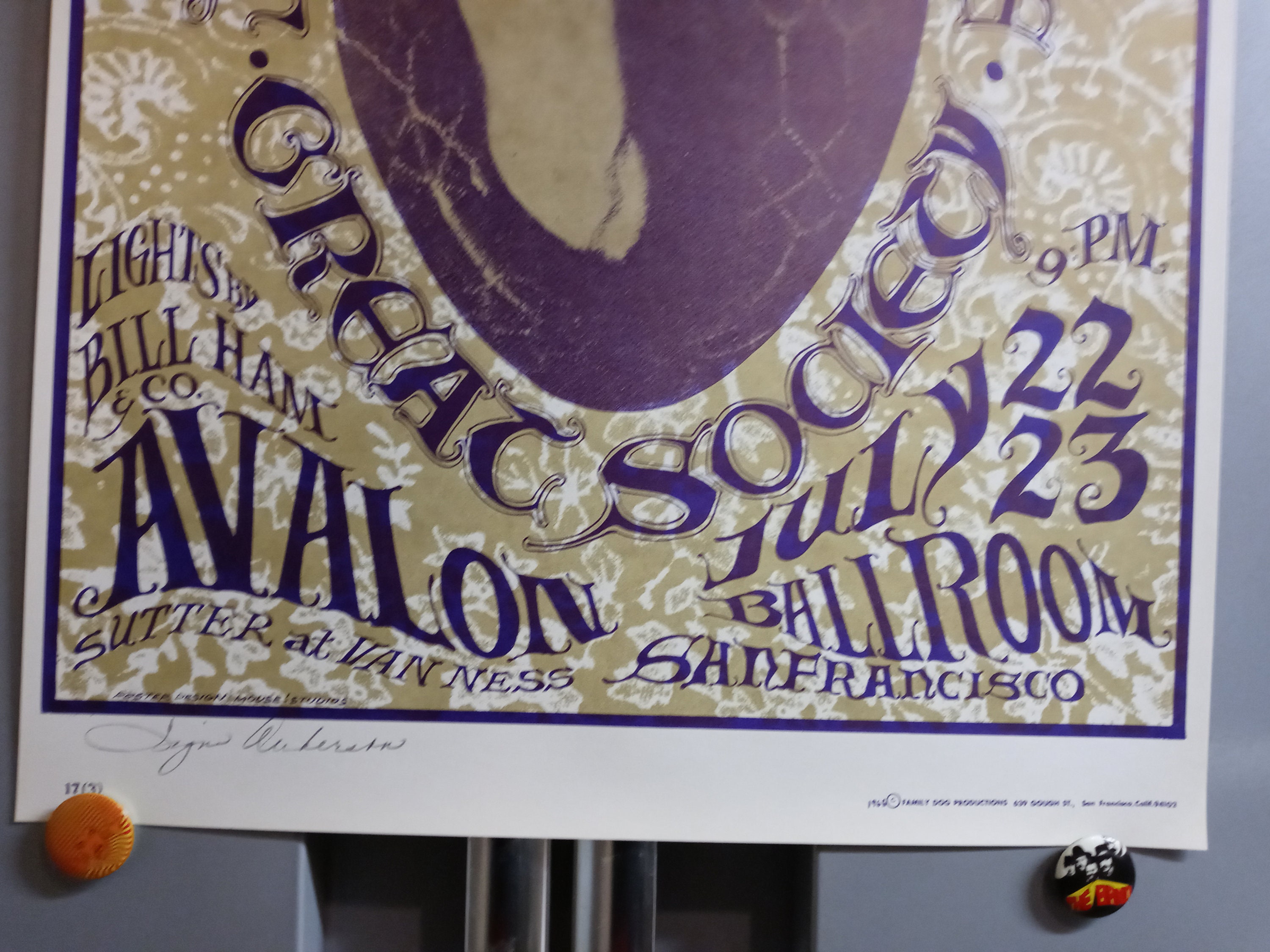 Poster Jefferson Airplane Signed BY Signe Anderson FD17 Avalon Ballroom ...