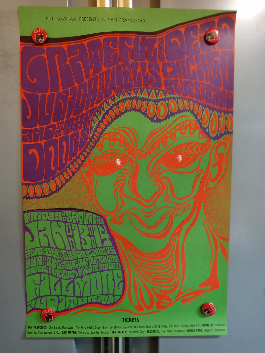 Poster Grateful Dead Junior Wells the Doors BG45 Bill Graham Fillmore ...
