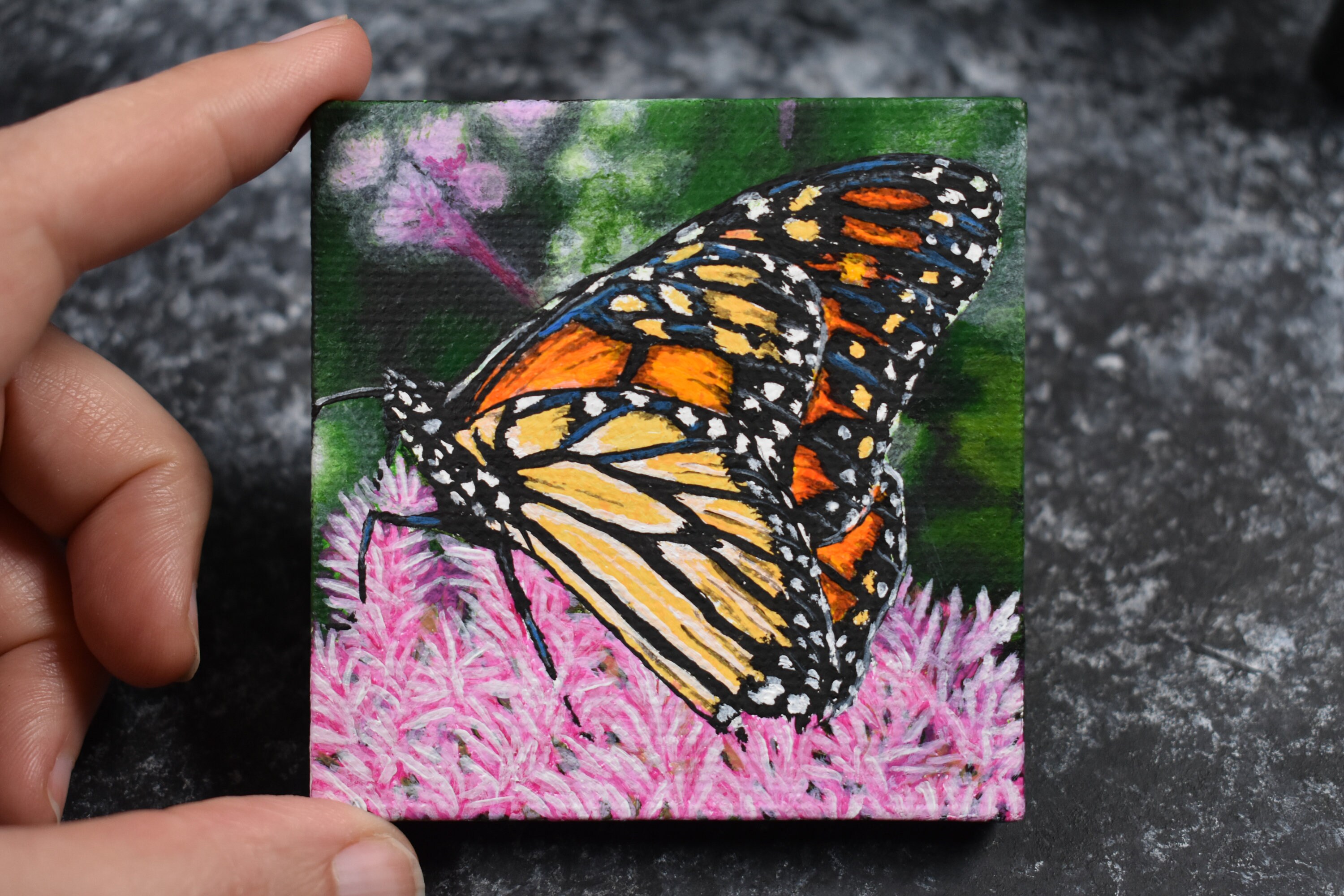 Monarch Butterfly Mini Painting / Miniature Art / Small Wall Art / Cute ...