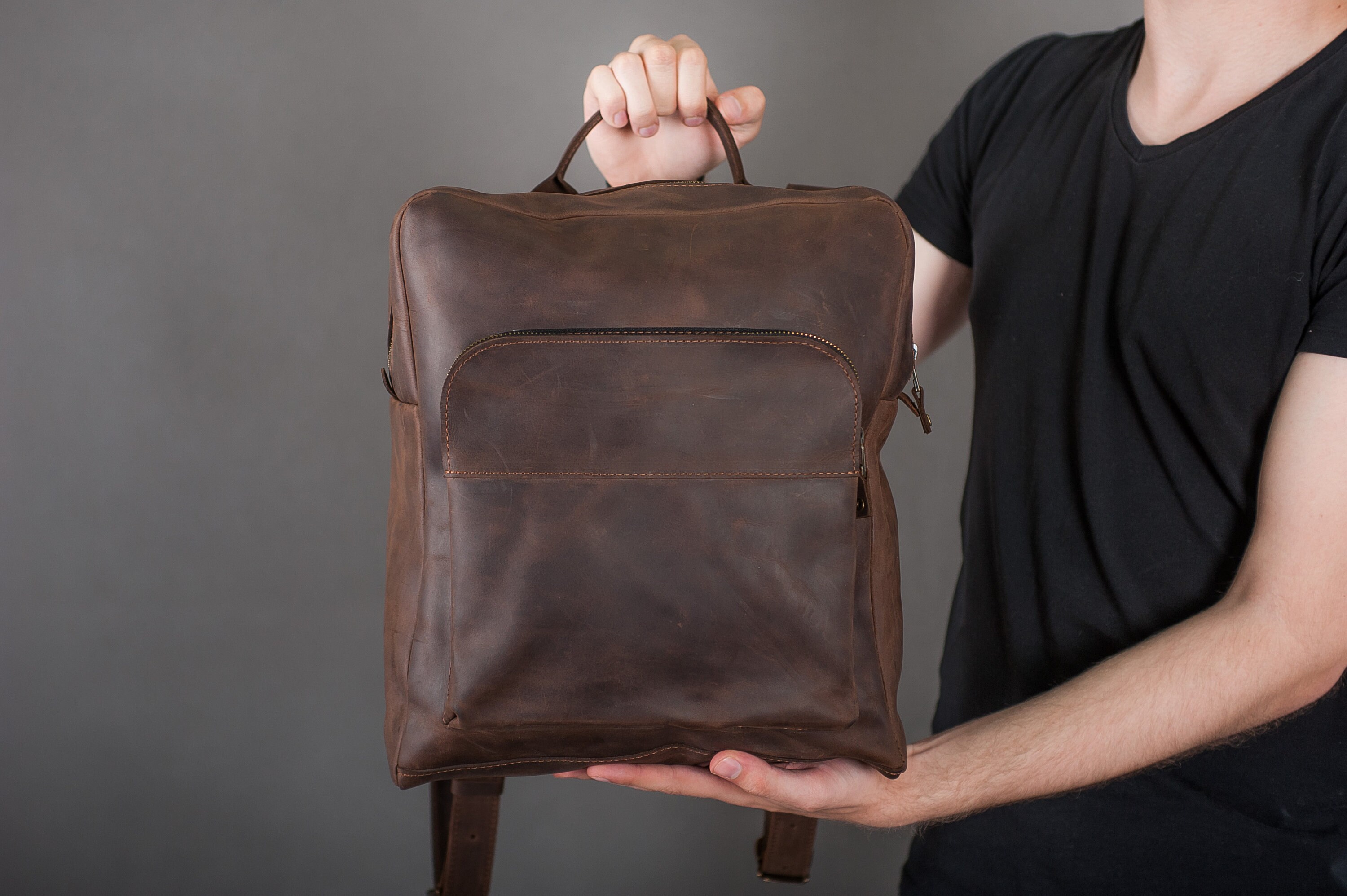Brown Custom Leather Backpack for Menbackpack Menleather | Etsy