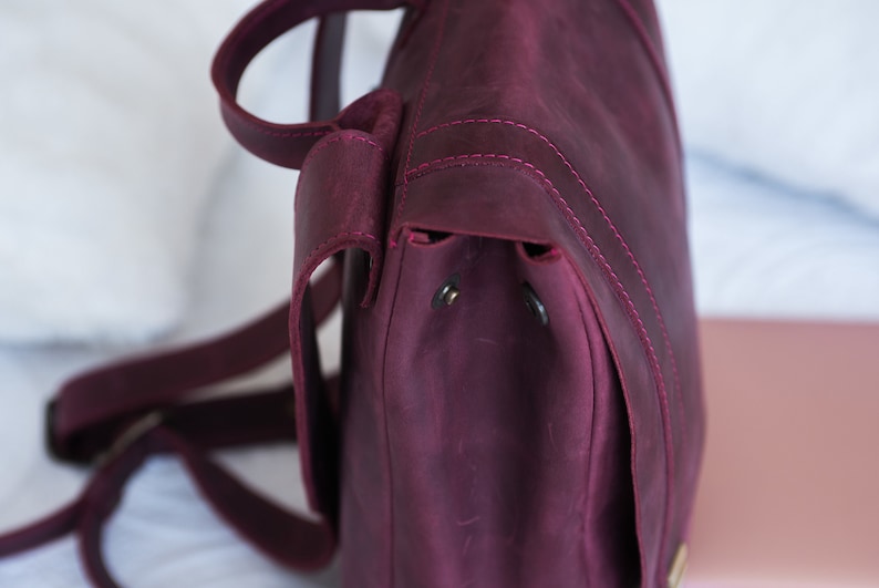 Small Burgundy Leather Backpack Womencustomleather Laptop | Etsy