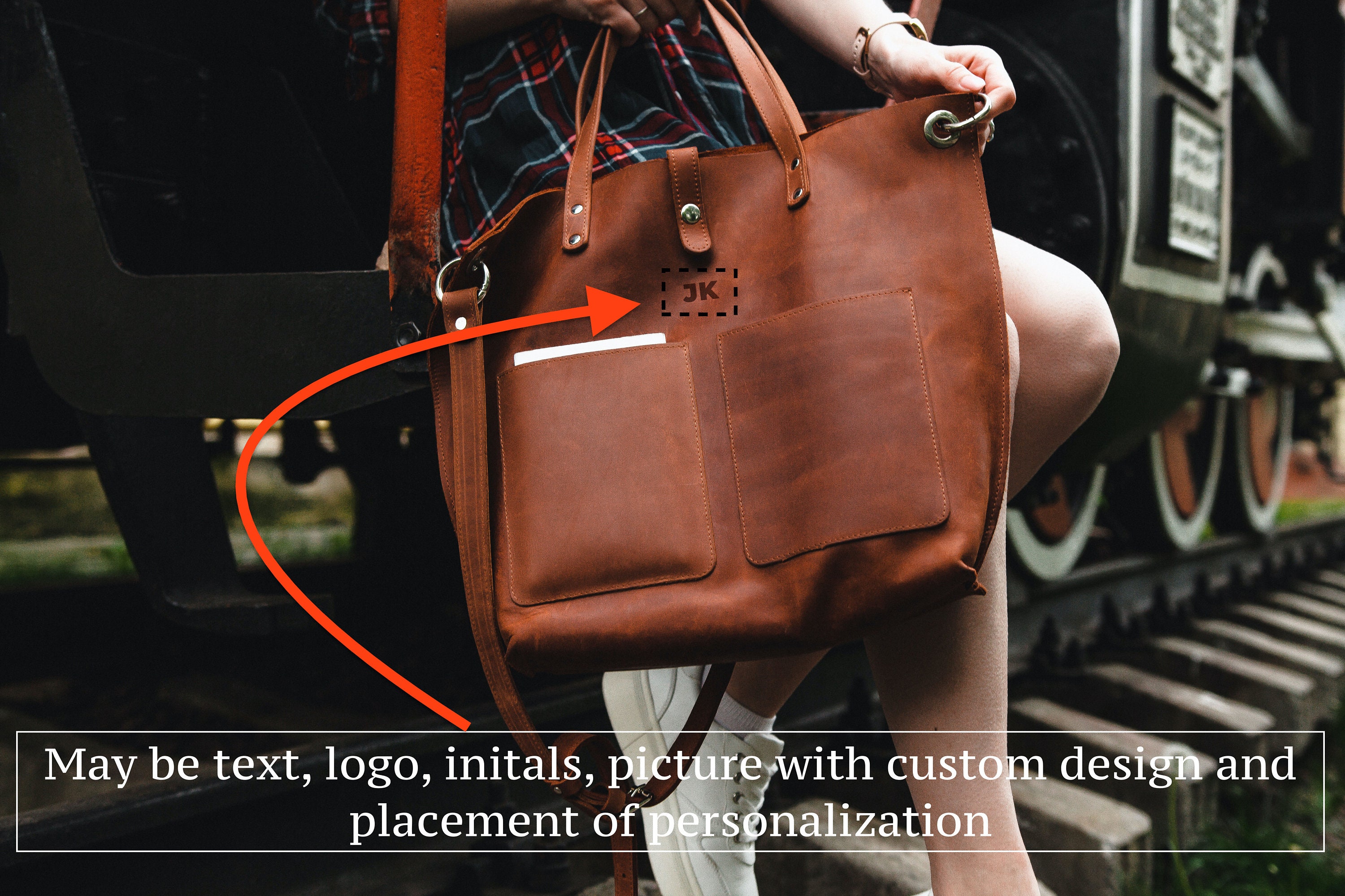 Cognac shopper leather bag for womenLeather messenger | Etsy