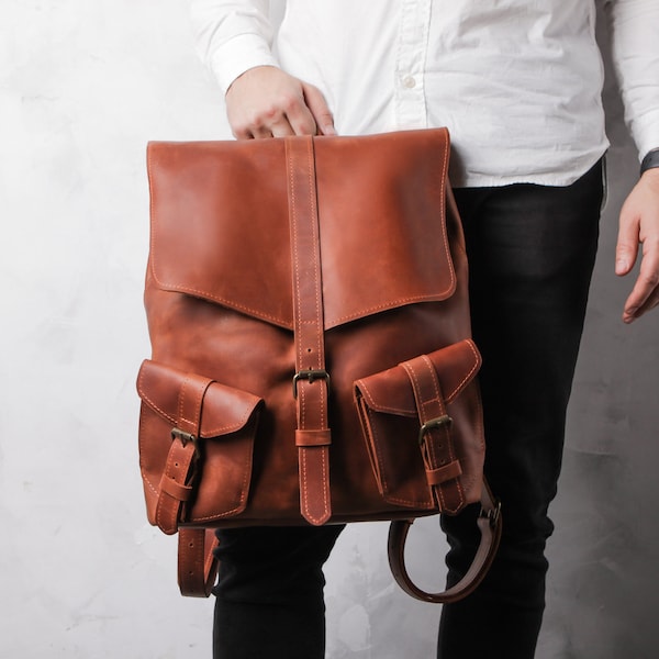 Leather Backpack Men - Etsy