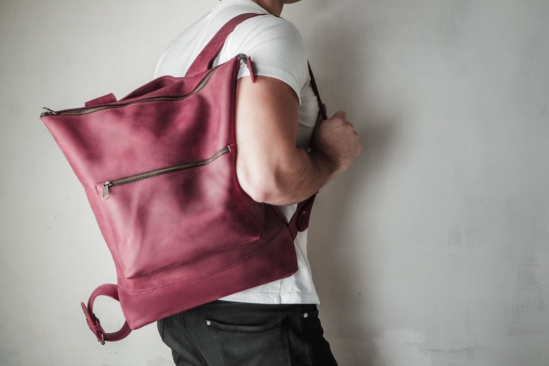 Burgundy Backpack Leather,leather Backpack Men,leather Backpack Women ...