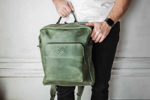 Men Leather Backpackleather Backpackrucksacklaptop - Etsy
