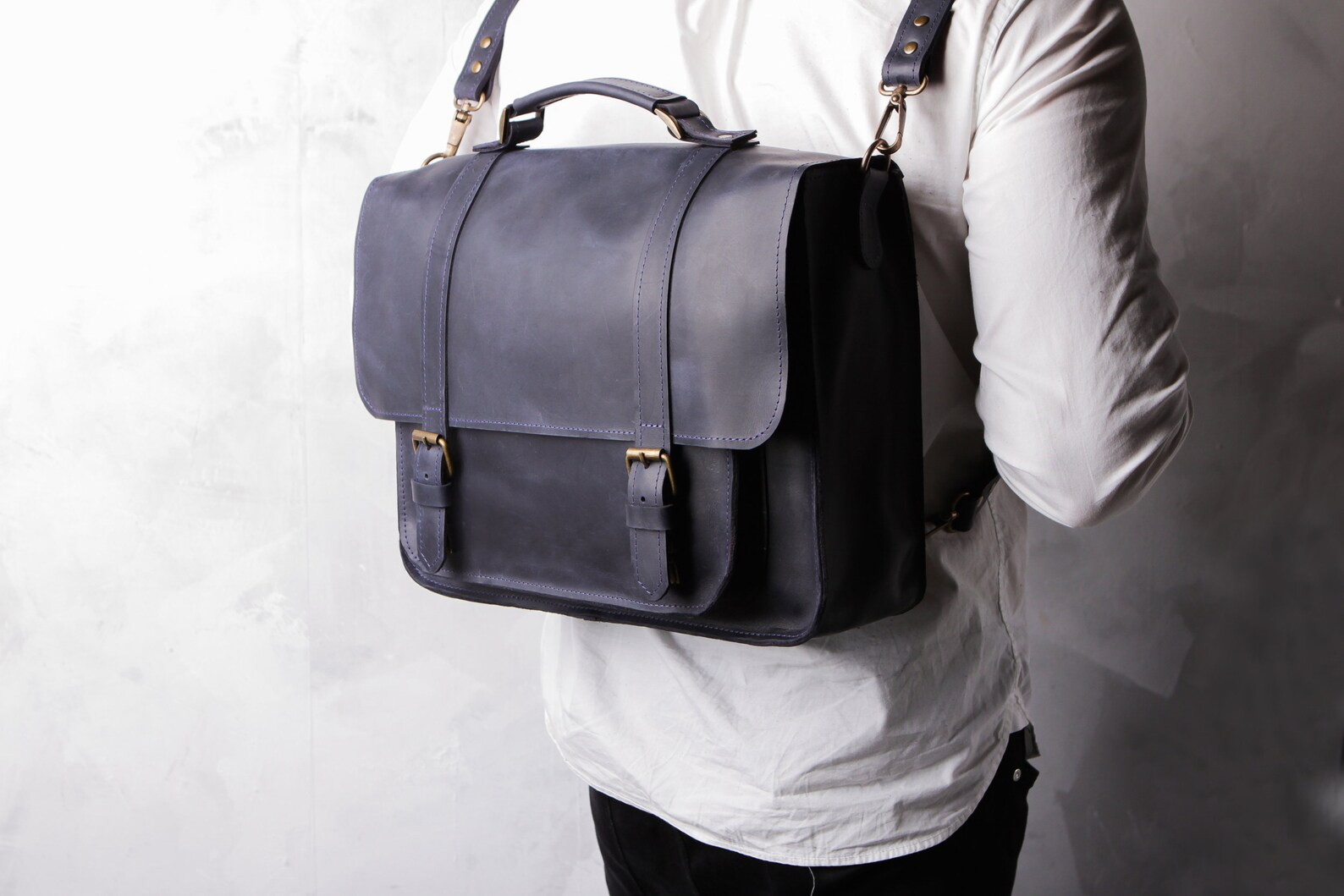 Briefcase Backpack Leather Backpack Briefcaseconvertible - Etsy